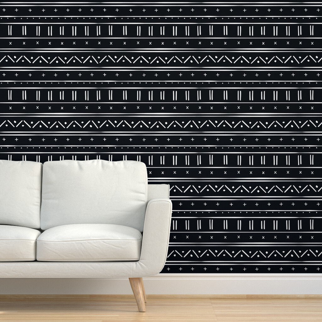 Mud Cloth Wallpaper African Inspired Mudcloth Black and | Etsy