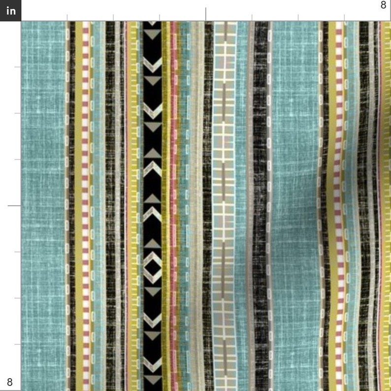Striped Fabric Aztec Linen Stripe by Joanmclemore Vertical | Etsy