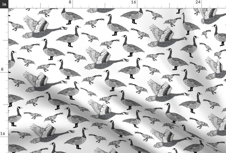 Canadian Geese Fabric Geese By Lprspr Flying Birds Black | Etsy