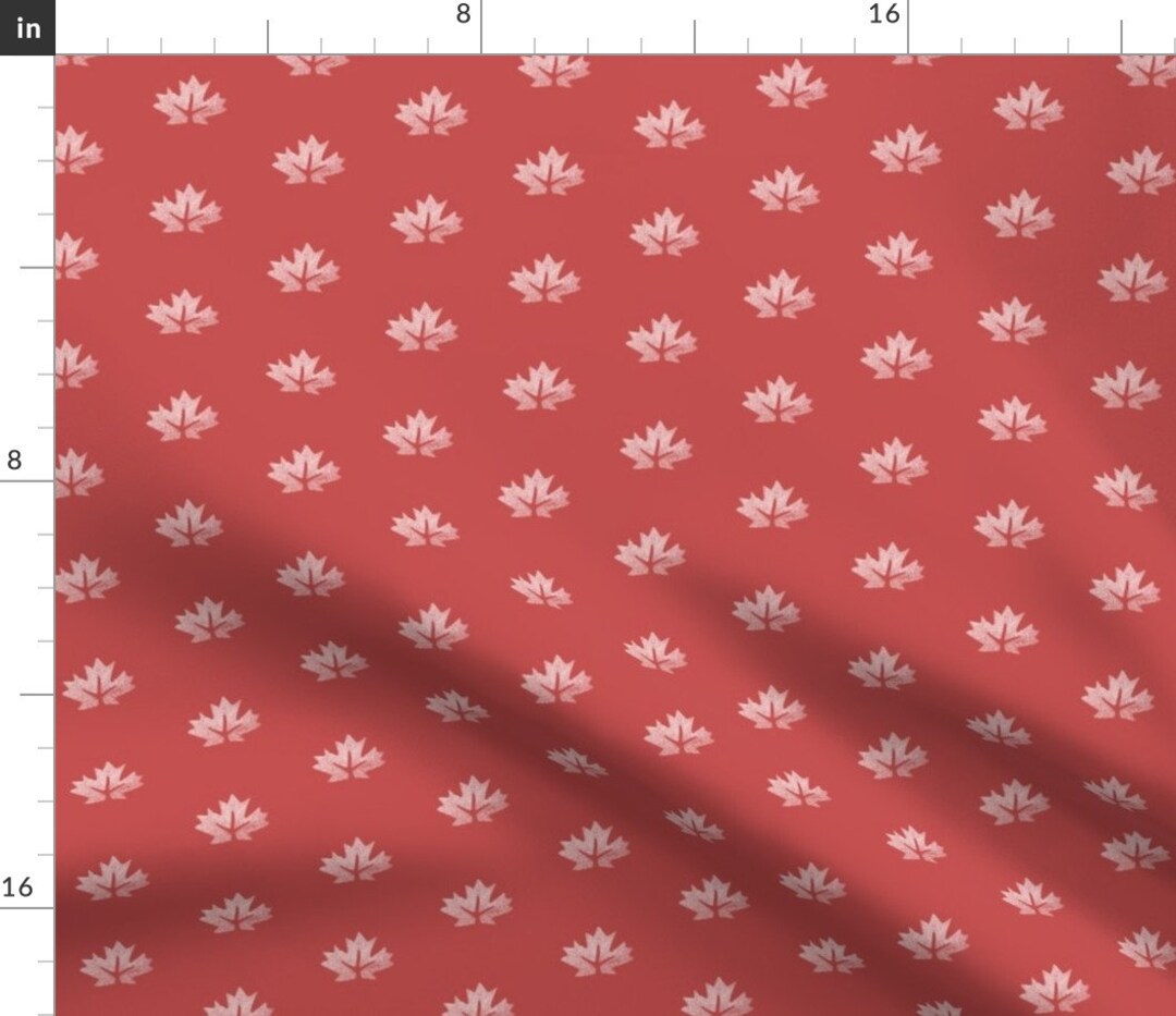 Maple Leaf Fabric Maple Leaf on Red by Landpenguin Red and - Etsy