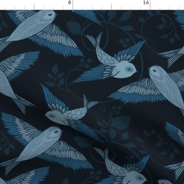 Blue Bird Fabric - Etsy