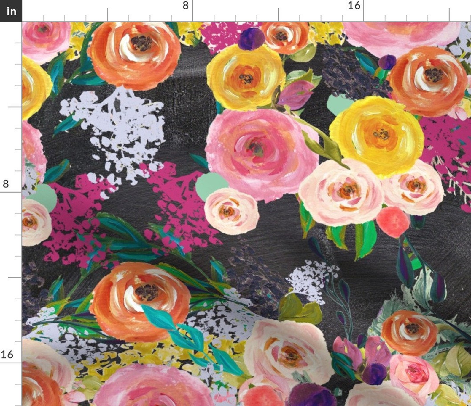 Autumn Blooms Fabric Bright Pastels Floral Print on - Etsy