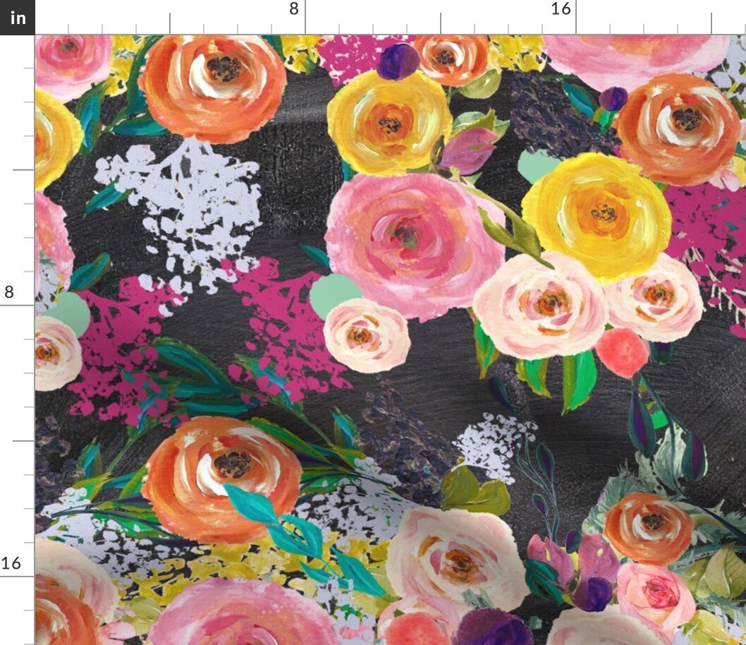 Autumn Blooms Fabric Bright Pastels Floral Print on - Etsy