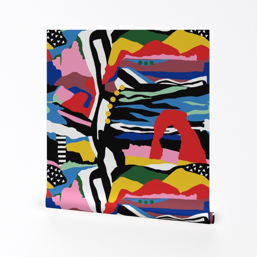Postmodern Wallpaper Abstract Landscape by Yesterdaycollection Bright ...