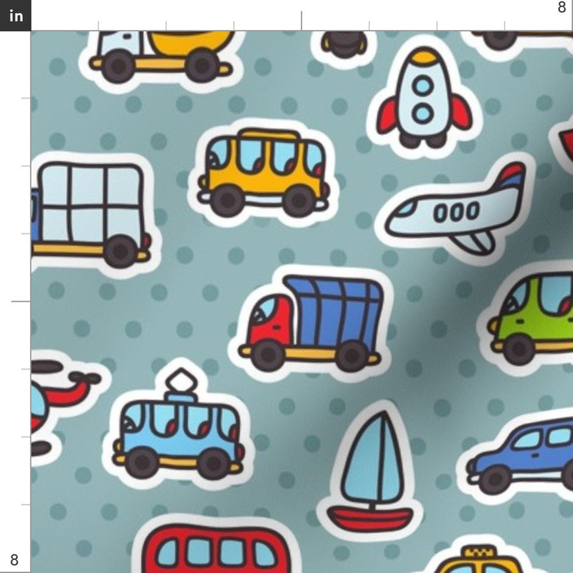 Travel Kids Fabric Transport Pattern by Kostolom3000 Car | Etsy