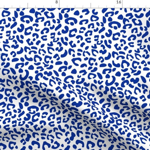 Blue Cheetah Print Fabric Cheetah Cobalt by Lulabelle | Etsy
