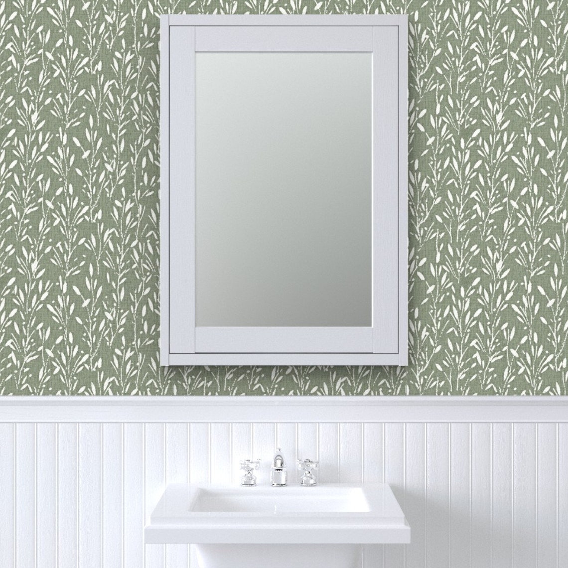 Botanical Wallpaper Olive Grove Green by Kristopher K - Etsy