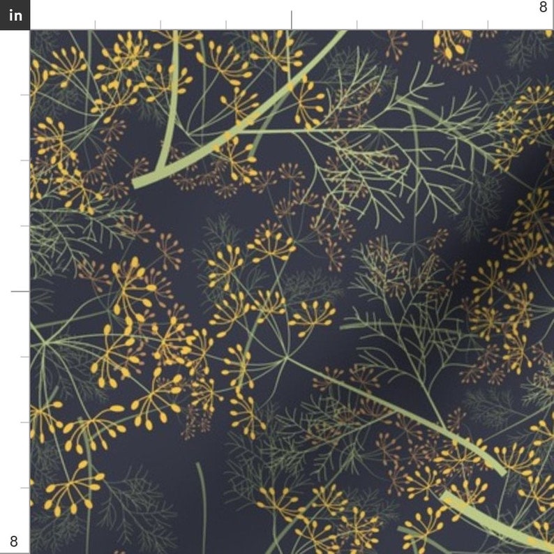 Dark Dill Fabric Field of Dill on Dark by Kociara Summer | Etsy