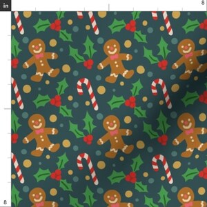 Christmas Fabric Christmas Gingerbread Man Candy Cane Holly - Etsy