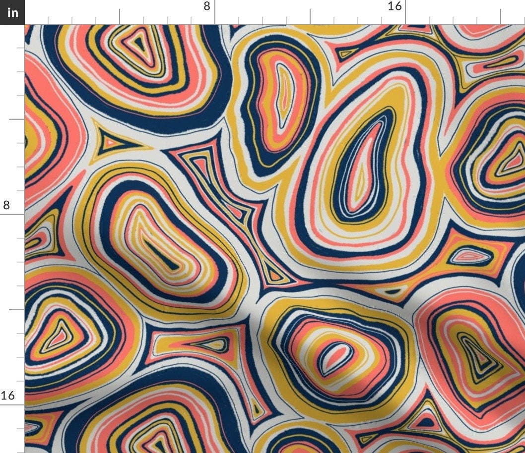 Coral Abstract Geodes Fabric Agate Slices in Living Coral by - Etsy