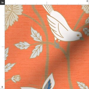 Orange Chinoiserie Fabric - Miya Chinoiserie by Mijuo_design - Peony ...