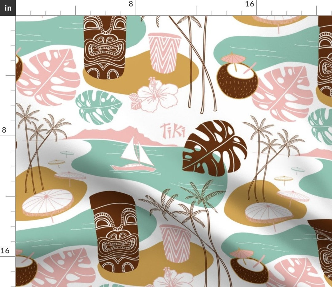 Tiki Fabric Mid Century Modern Tiki Time by Heather Anderson - Etsy
