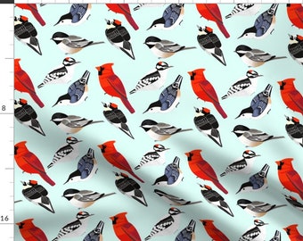 Red Birds on Snowy Birch Trees Fabric - Etsy