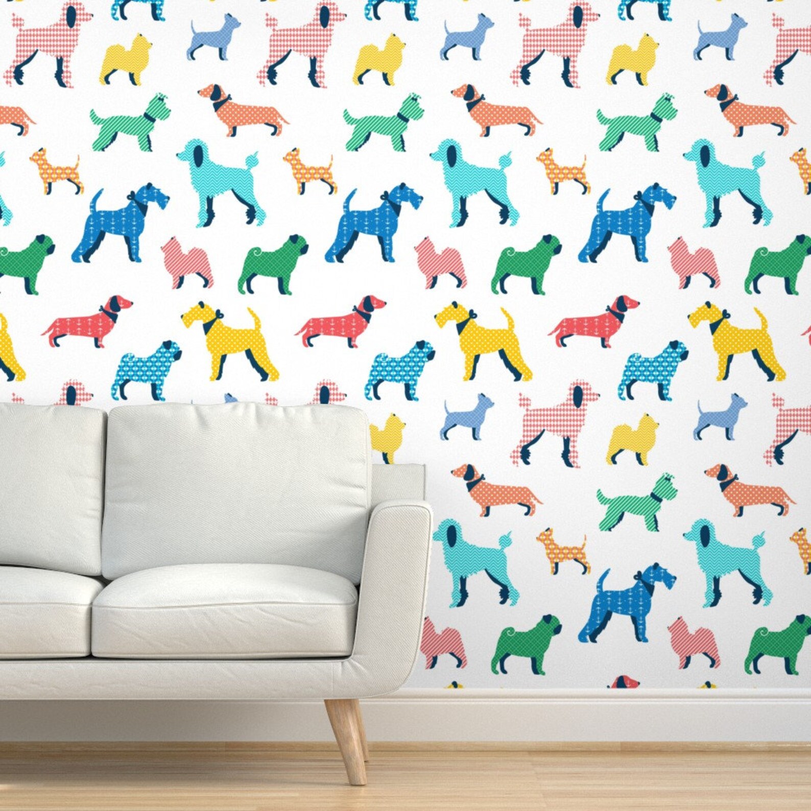 Dog Wallpaper Patterned Dogs Vibrant Big by Ewa Brzozowska - Etsy