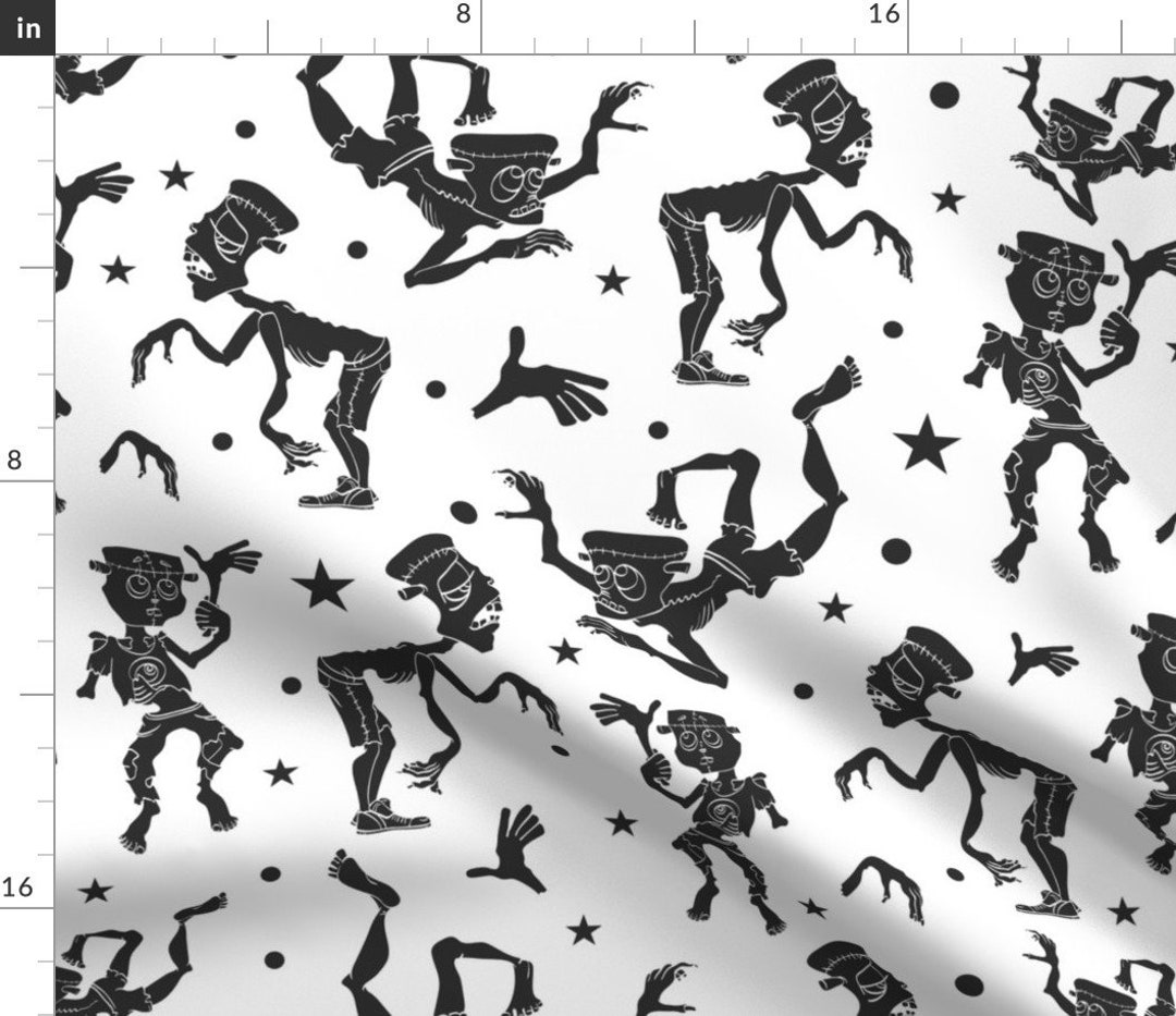 Halloween Fabric Black and White Dancing Zombies by Oksancia Spooky ...