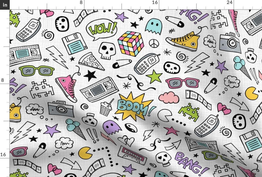 Y2k Fabric Y2k Classroom Doodles by Anequsa Teens Nostalgic Classroom ...