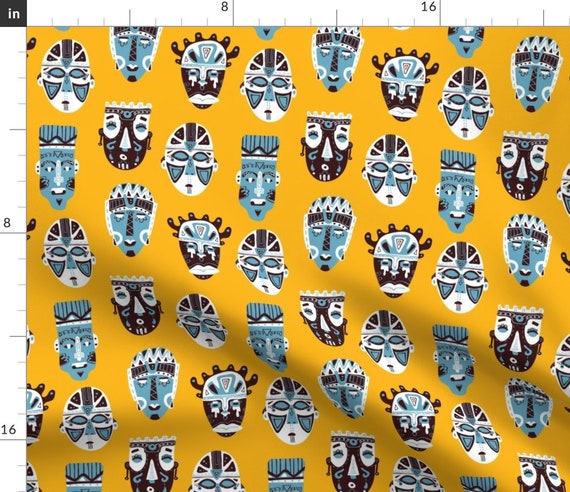 Tribal Masks Fabric African Masks by Boyusya African | Etsy