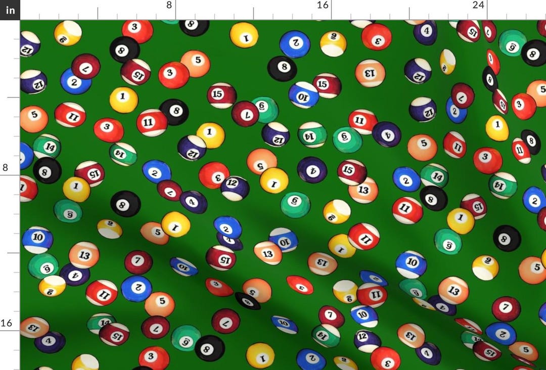 Pool Fabric - Billiard Balls on Felt // Large by Thinlinetextiles ...
