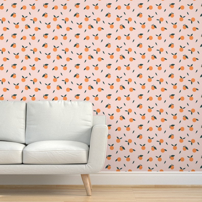Clementine Wallpaper Clementine by Kimsa Pink Orange - Etsy