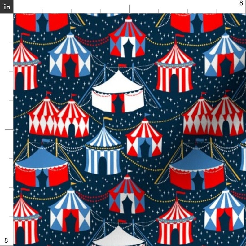 Circus Fabric Starry Circus Small Scale By Ceciliamok Big | Etsy