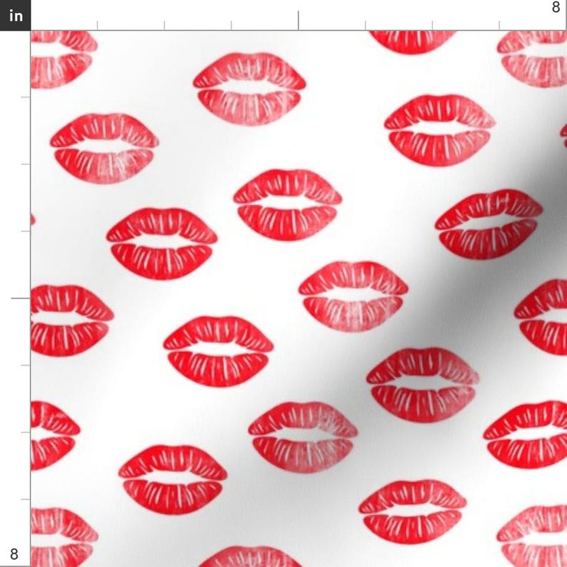 Kiss Fabric - Smooches - Kisses - Red by Littlearrowdesign -red Lips ...