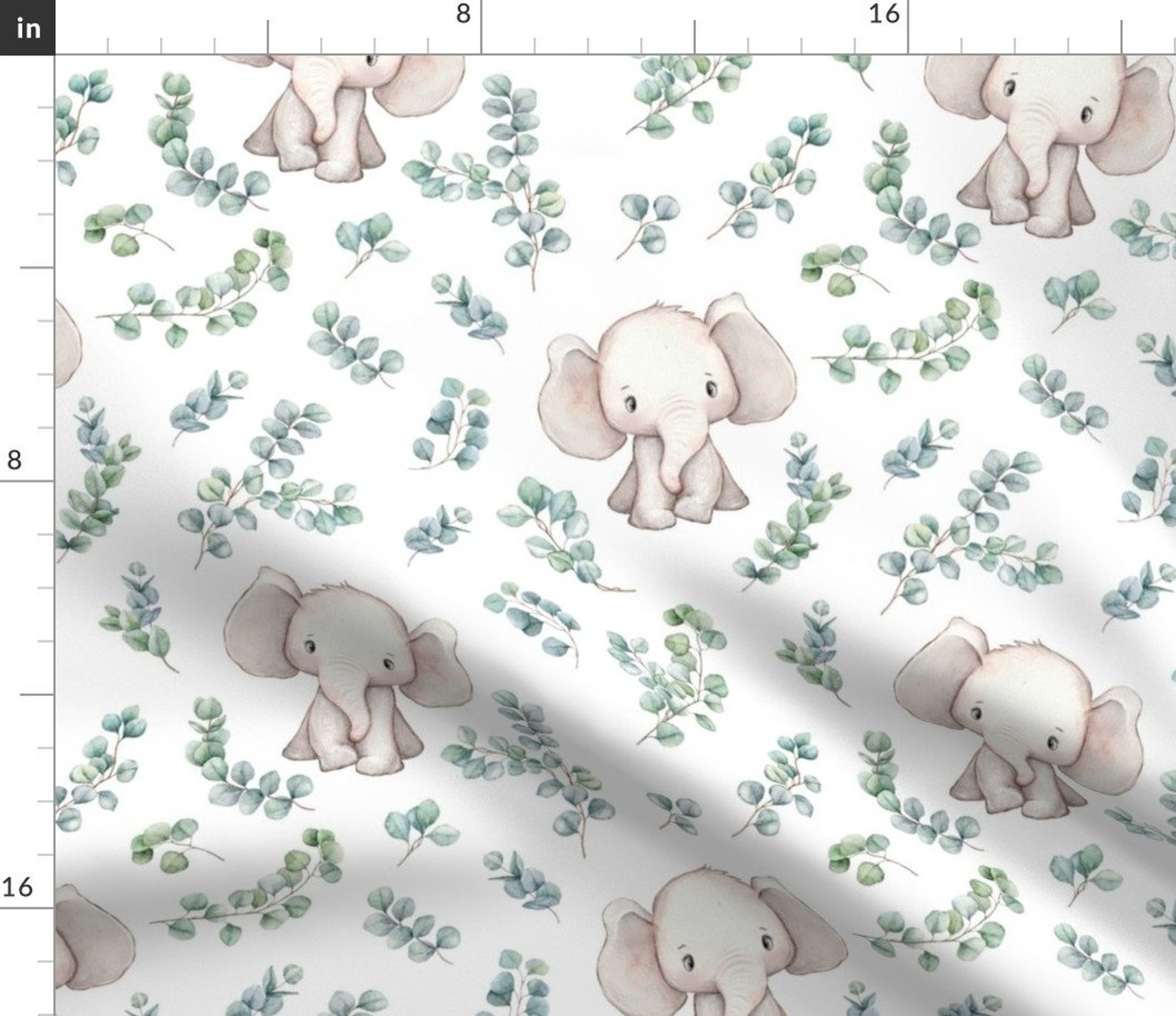 Baby Elephant Fabric Neutral Elephant by Ktscarlett - Etsy