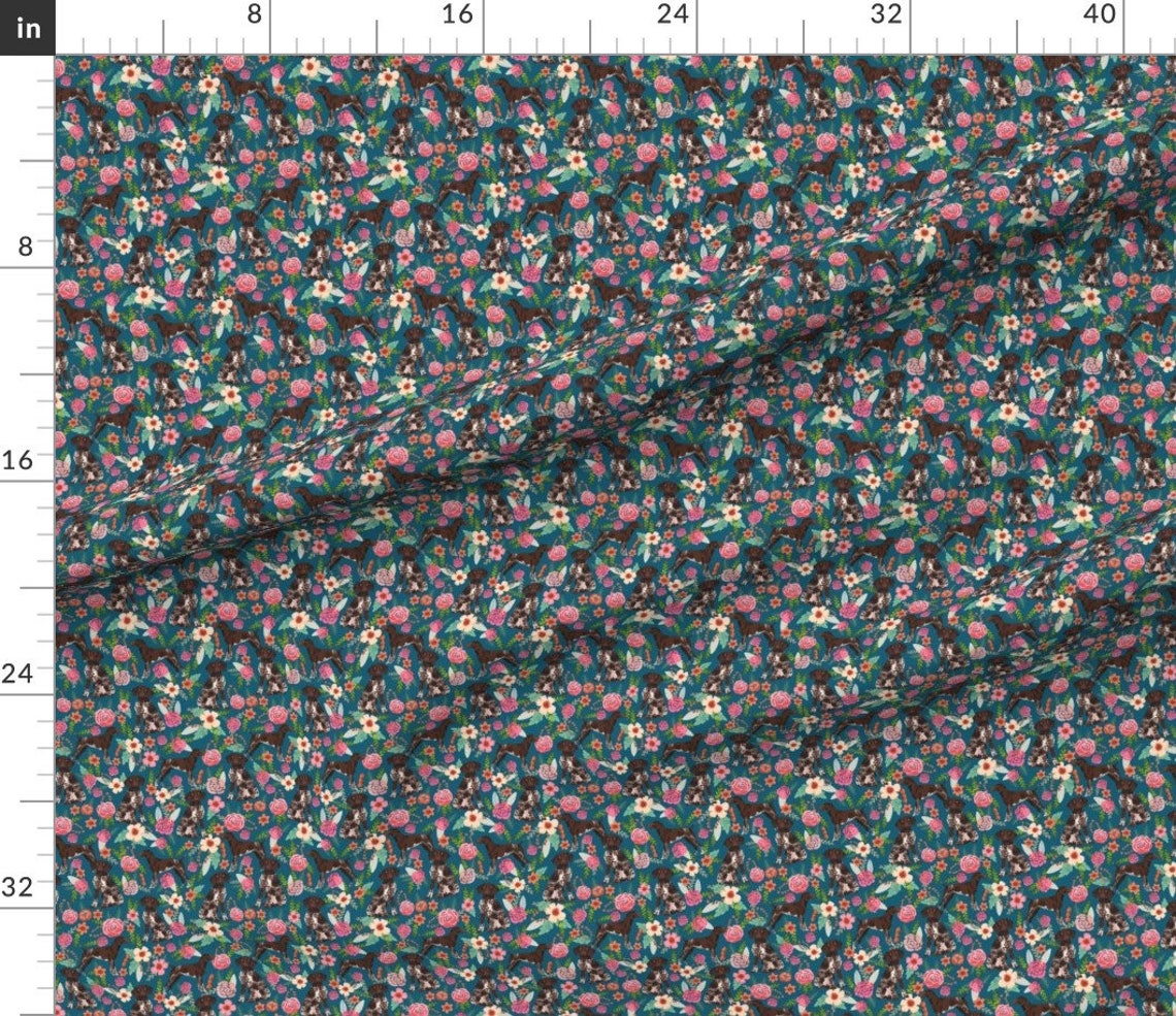 Navy Floral Pointer Fabric German Shorthaired Pointer Floral - Etsy