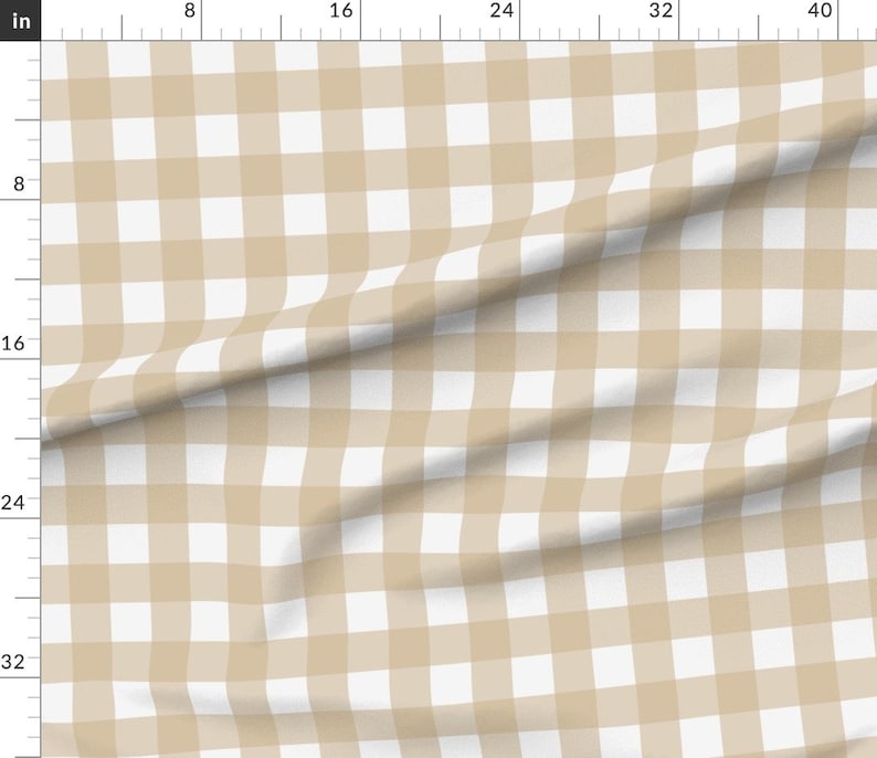 Beige Gingham Fabric Buffalo Check in Bisque by - Etsy