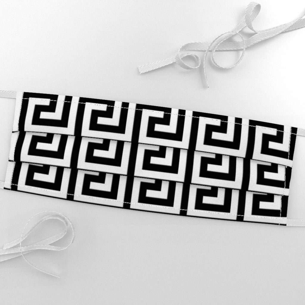 Greek Key Fabric 2 Greek Key Pattern Black and White - Etsy