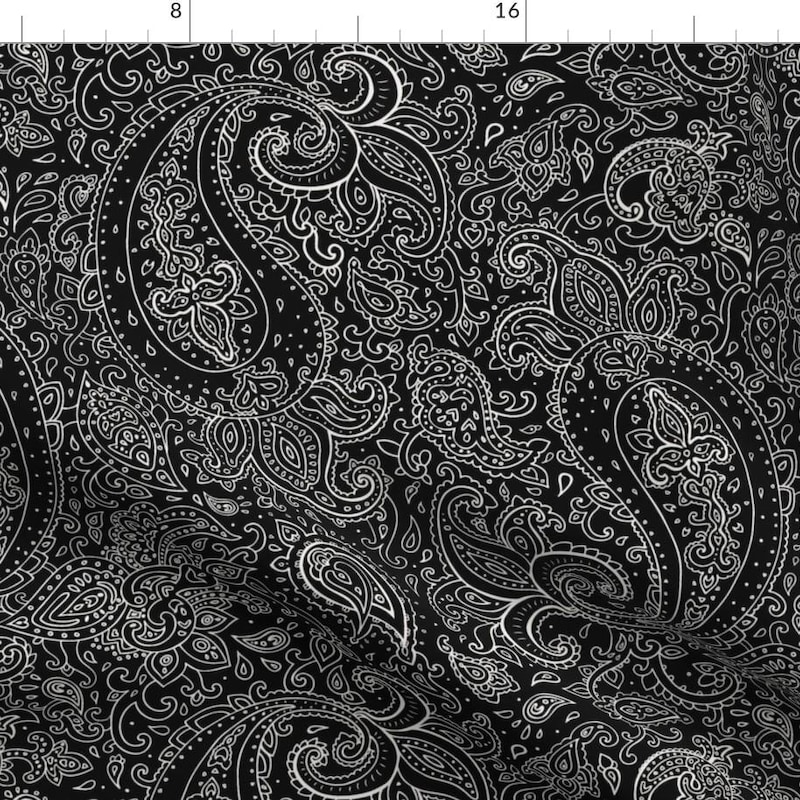 Black Paisley Fabric - Etsy