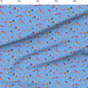 Colorful Kite Fabric - Kites by Fattcheese - Summer Kites on Sky Blue ...