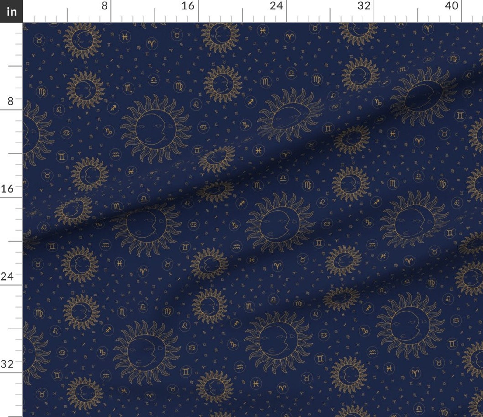 Celestial Fabric Celestial Zodiac Symbols by - Etsy
