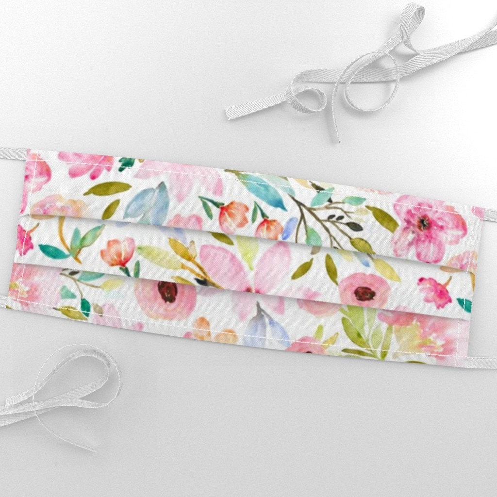 Watercolor Flowers Fabric Indy Bloom Design Mae Green C by | Etsy