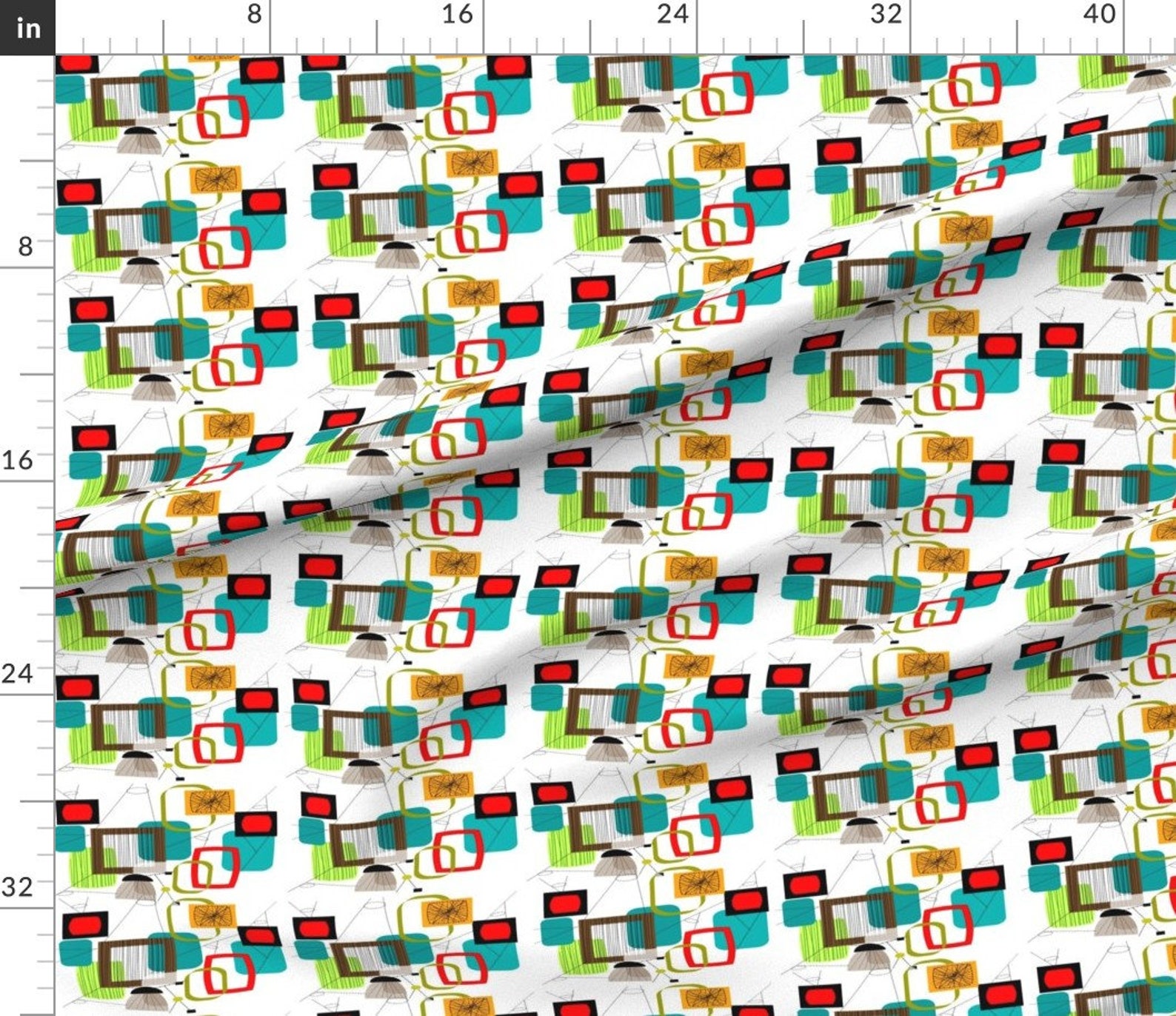 Retro Mod Fabric Mid-century Modern Abstract by Hot4tees - Etsy