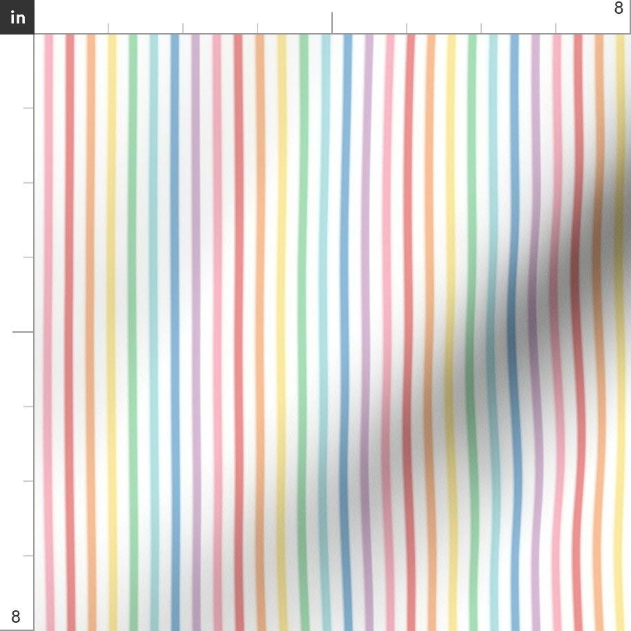 Rainbow Stripes Fabric Pastel Rainbow Stripes Vertical by | Etsy