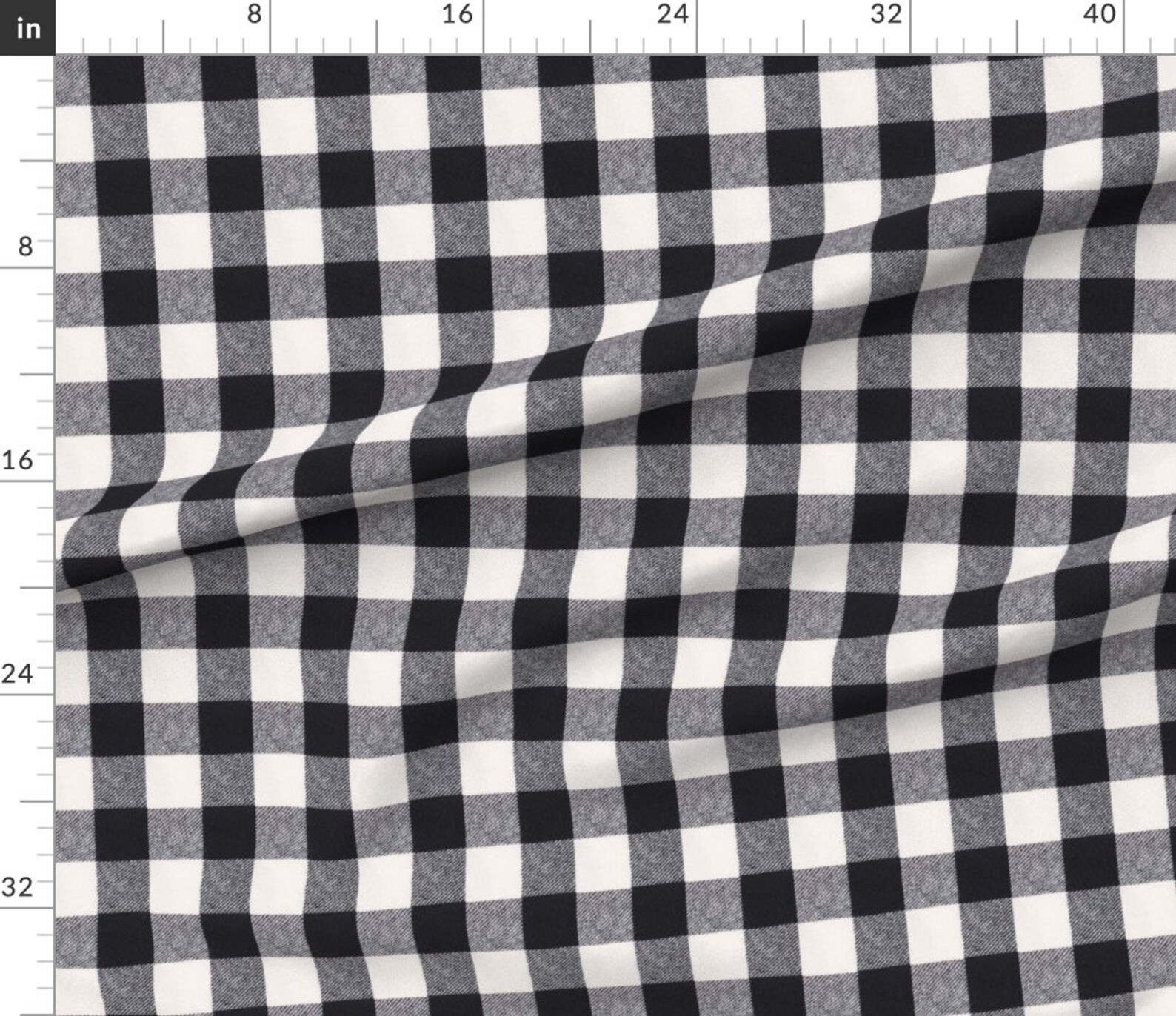 Black and White Check Fabric 2 Buffalo Check In Ebony | Etsy