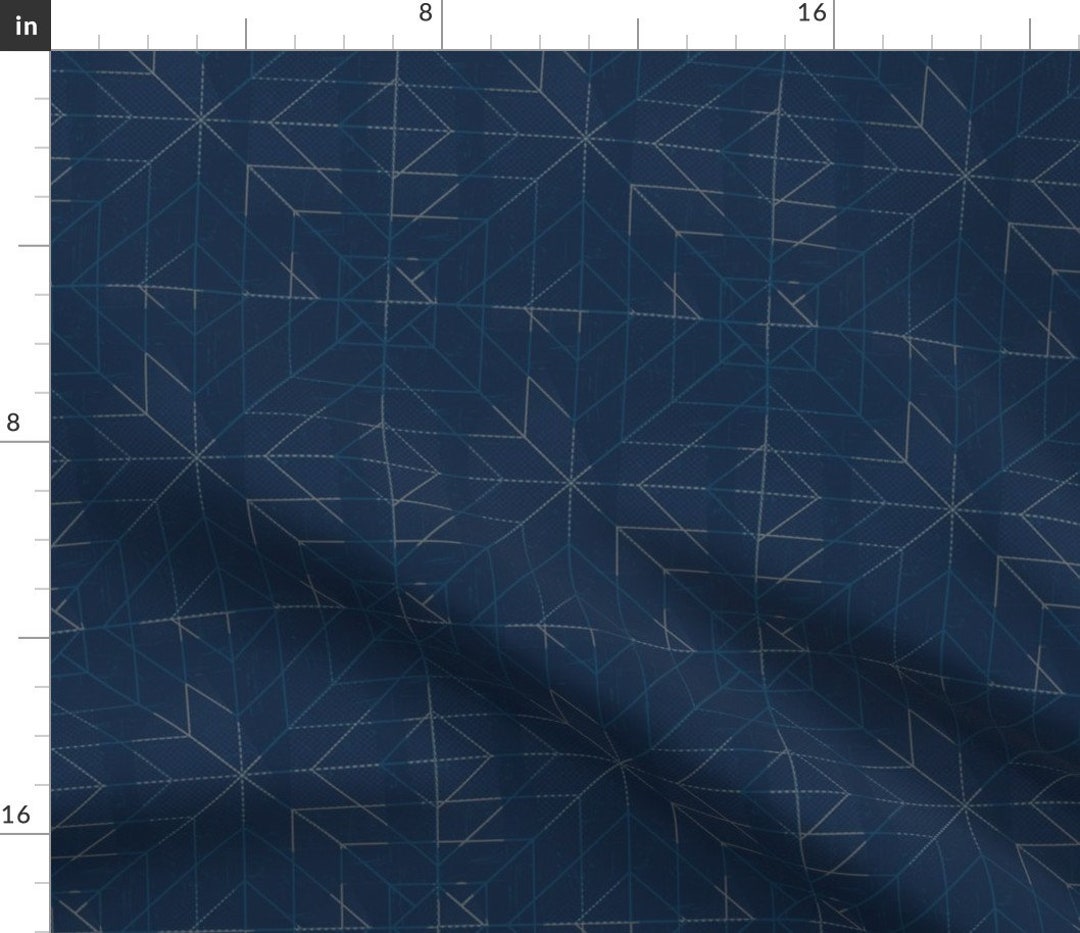 Geometric Design Blue Pattern Fabric Geometric Blue by Jenflorentine ...