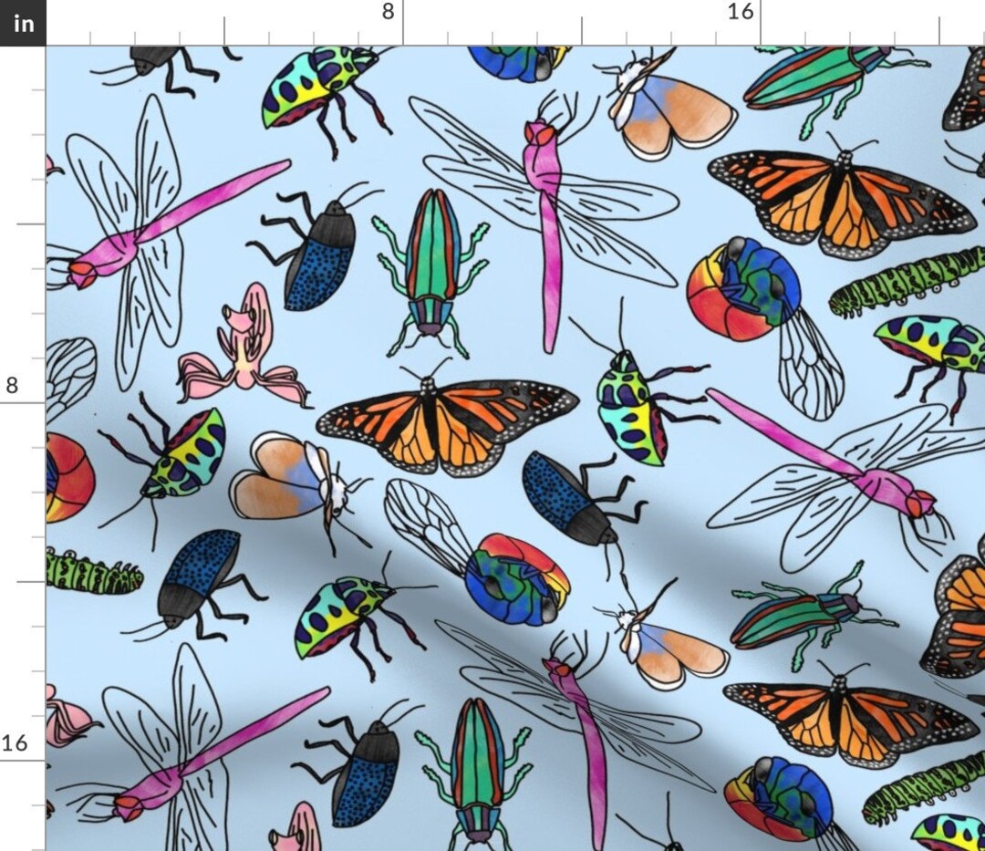 Insects Fabric Watercolor Insects by Chiral Whimsical Watercolor Bug ...
