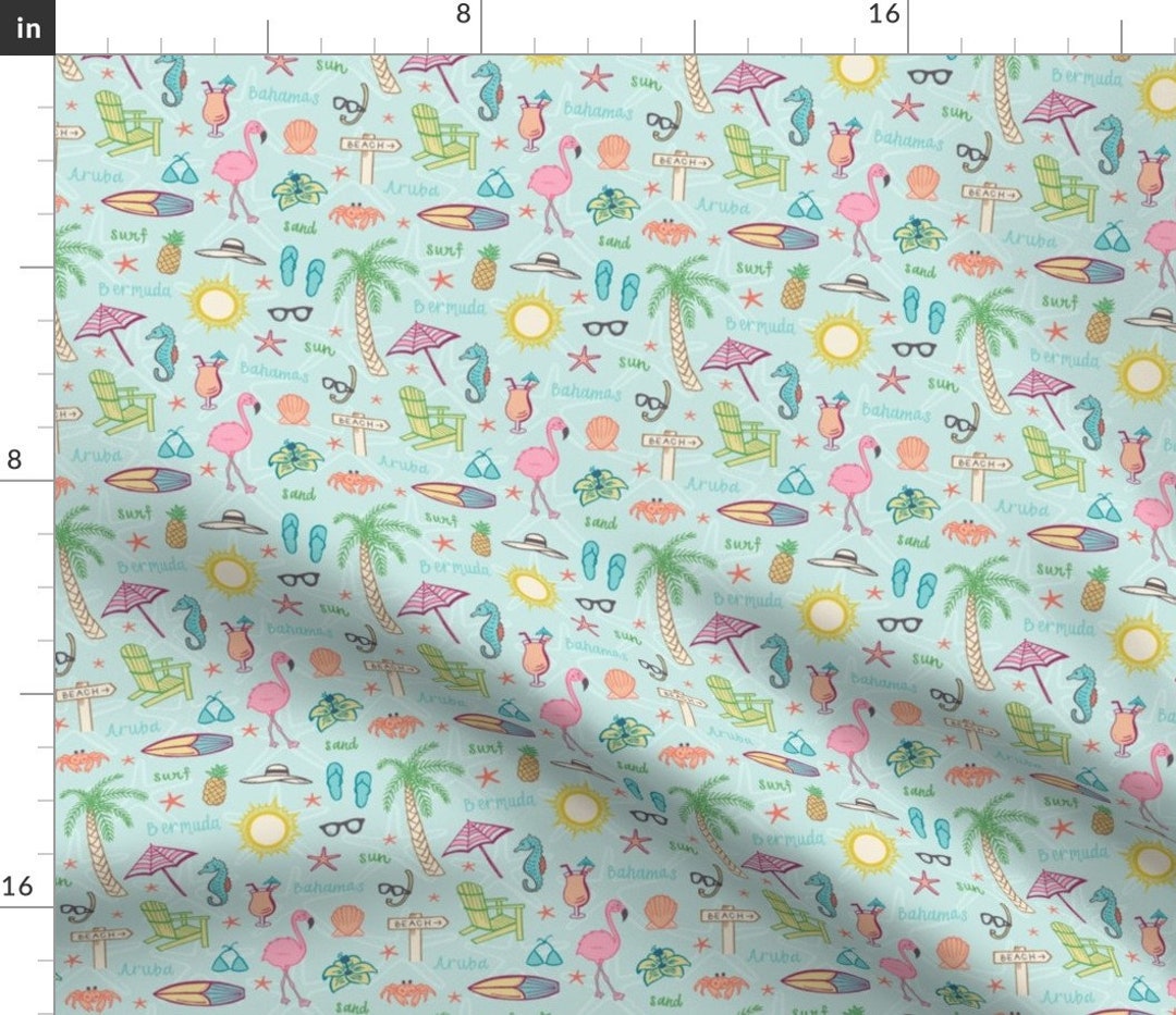 Tropical Islands Fabric Let's Go to the Beach by - Etsy