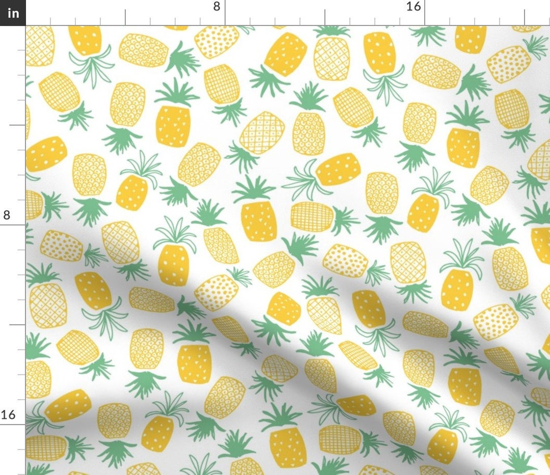 Drawn Pineapples Fabric Pineapple Print Medium by - Etsy
