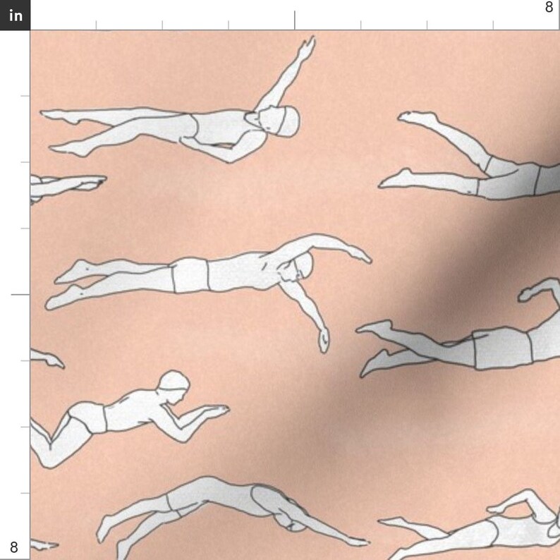 Swimmer Fabric Swimmers on Pale Pink by Landpenguin - Etsy