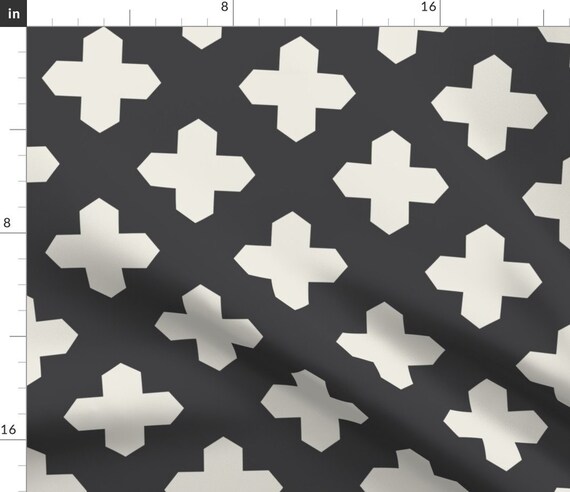 Mod Cross Fabric Charcoal Cream Cross by Louandmoss | Etsy