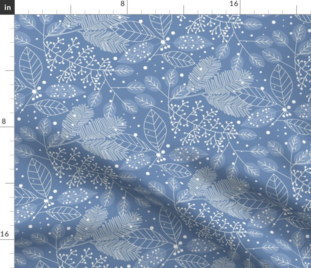 Blue Pine Fabric Winter Garden by Cavell Ferguson Pine Holiday Winter ...