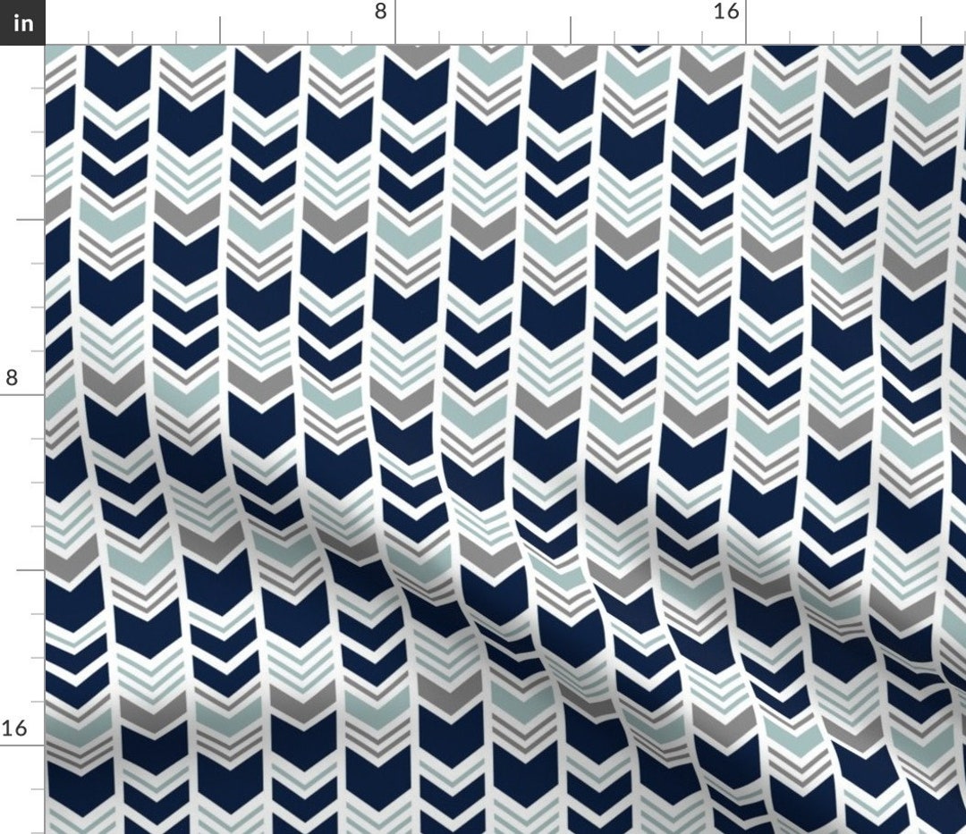 Chevron Fabric Chevron Dark Blue/dark Grey/dusty Blue by - Etsy