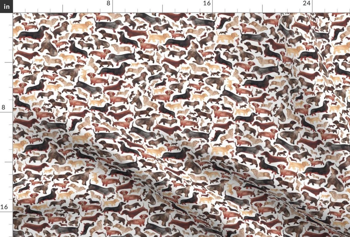 Dachshund Fabric - Dachshund by Elena O'neill Illustration - Watercolor ...