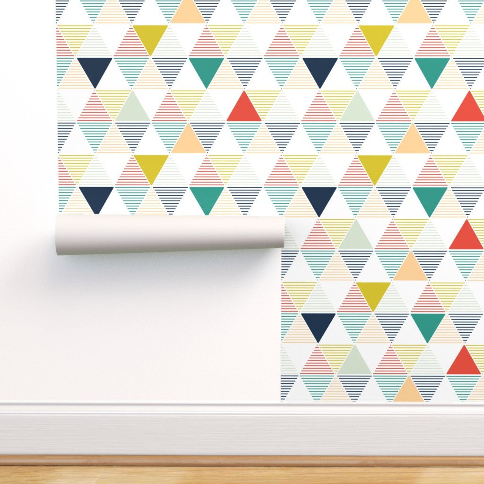 Mod Triangle Wallpaper Modern Geometric White by Lemonni | Etsy