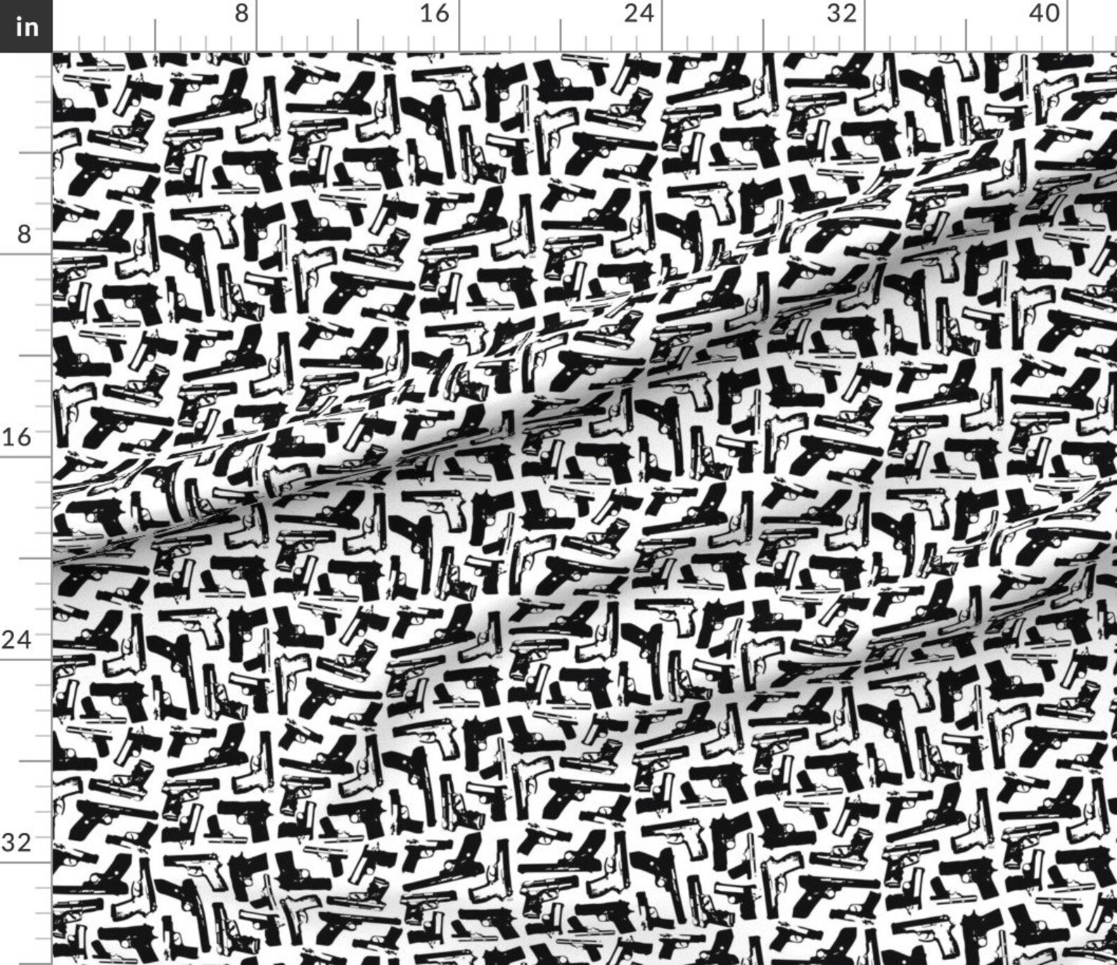 Guns Fabric Holdin' White by Saramw Pistol 9mm Black and | Etsy