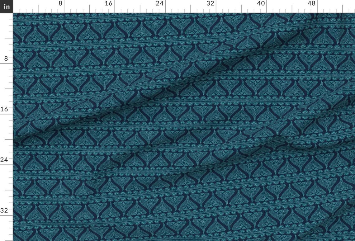 Boho Henna Fabric - Boho Henna Electric Blue by Mintedtulip - Bohemian ...