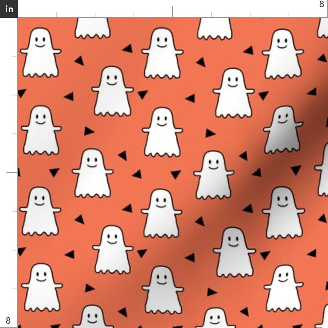 Halloween Ghost Ghosties Kids October Emoji Cute Orange Fabric - Etsy