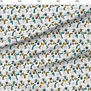 Funny Sheep Fabric - Knitting Sheep by Pakanta Handmade - White Blue ...